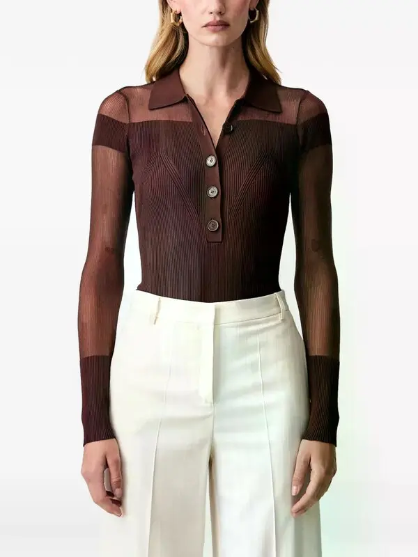 Patrizia Pepe Sheer-panelled Knitted Bodysuit