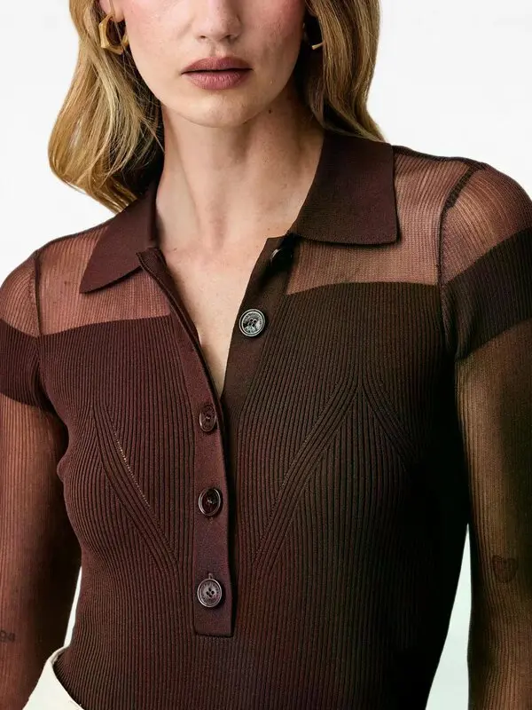 Patrizia Pepe Sheer-panelled Knitted Bodysuit