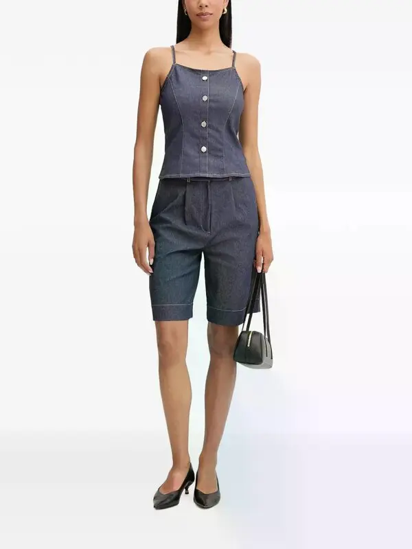 MORGAN Button-up Denim Top With Square Neck