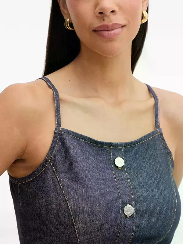MORGAN Button-up Denim Top With Square Neck