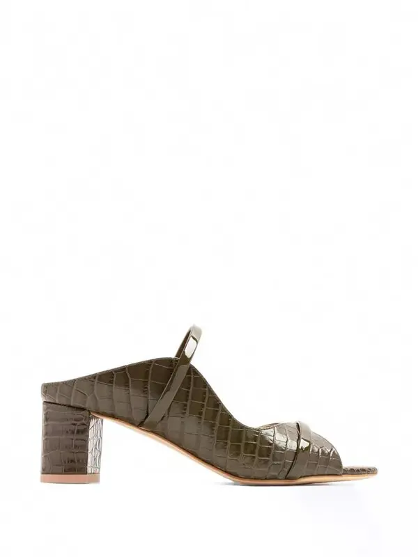 MALONE SOULIERS Norah Croc-effect Leather Mules - Green