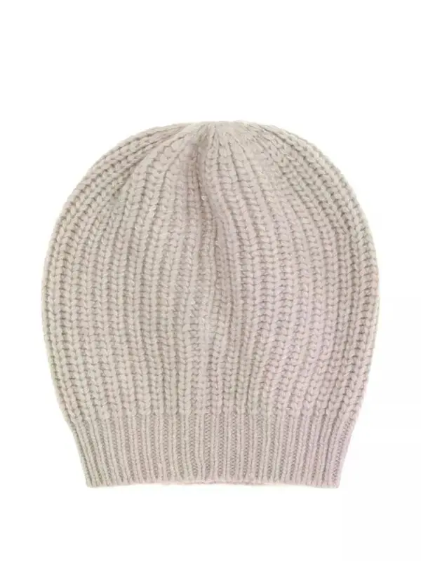 Brunello Cucinelli Ribbed Knit Beanie Hat - Neutrals