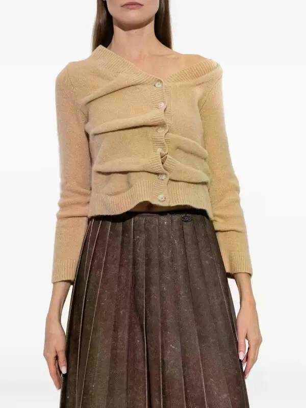 DIESEL® Cropped Buttoned Cardigan In Textured Boiled Knit