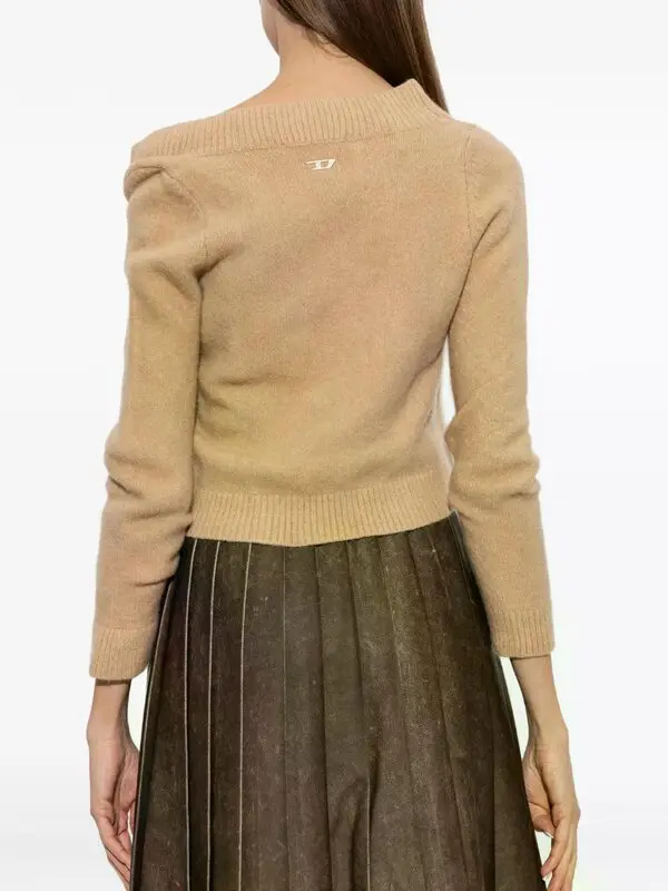 DIESEL® Cropped Buttoned Cardigan In Textured Boiled Knit