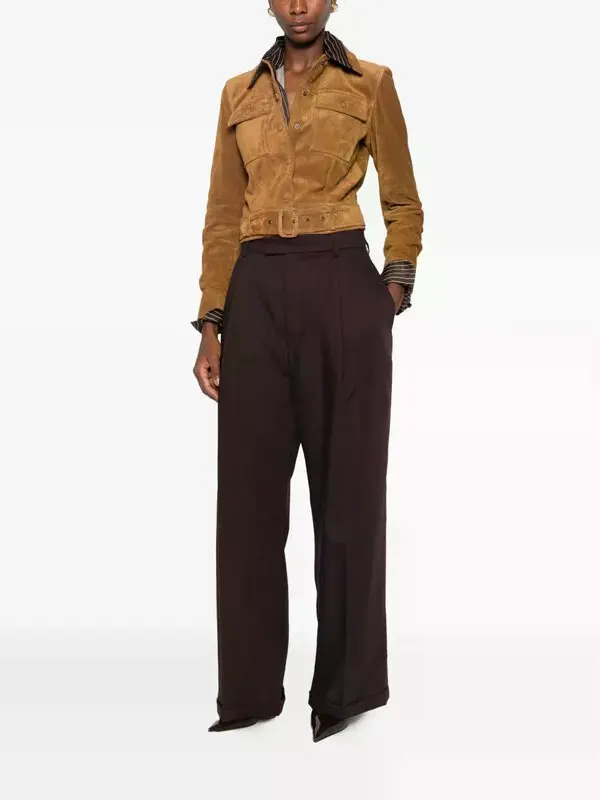 Saint Laurent Belted Waist Jacket - Brown