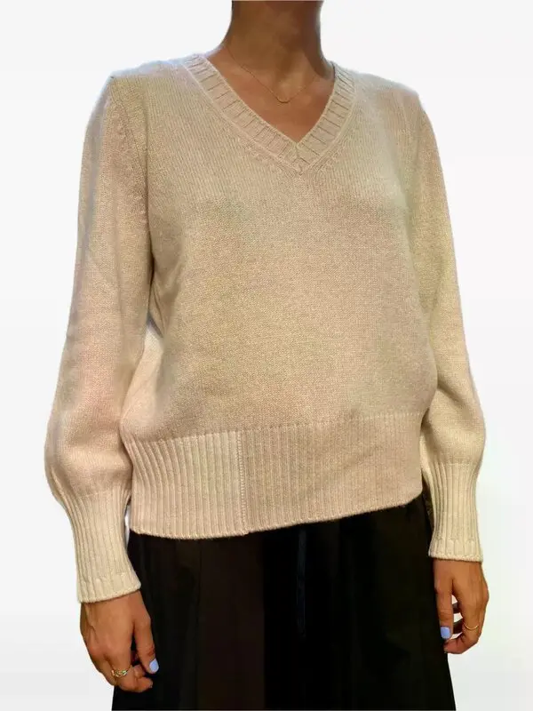 GRAN SASSO Ribbed-trim V-neck Sweater - Neutrals