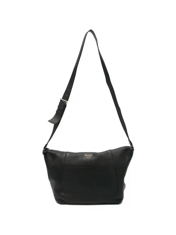 Prada Logo-detail Leather Shoulder Bag - Black