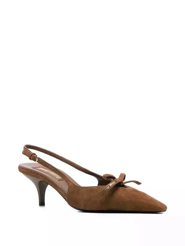 Miu Miu Calf Suede Pointed Toe Slingback Pumps