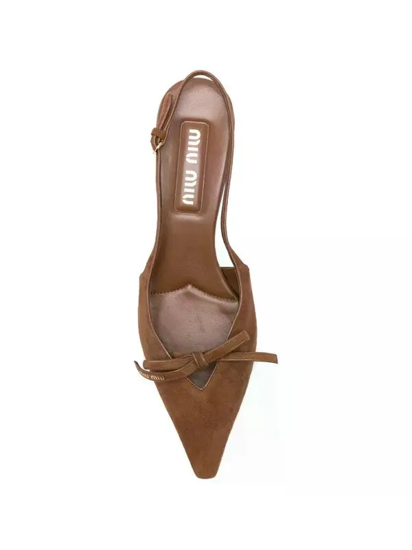 Miu Miu Calf Suede Pointed Toe Slingback Pumps