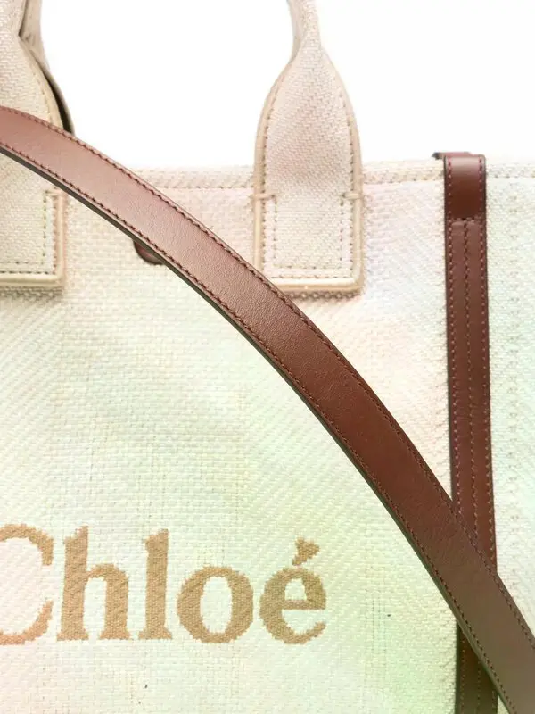 Chloé Logo Embroidered Woven Tote Bag