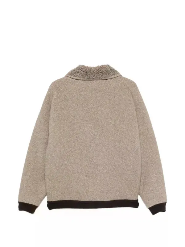 Miu Miu Fleece-texture Logo-patch Jacket - Neutrals