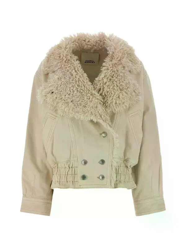 Isabel Marant Étoile Valineo Shearling-collar Denim Jacket - Neutrals