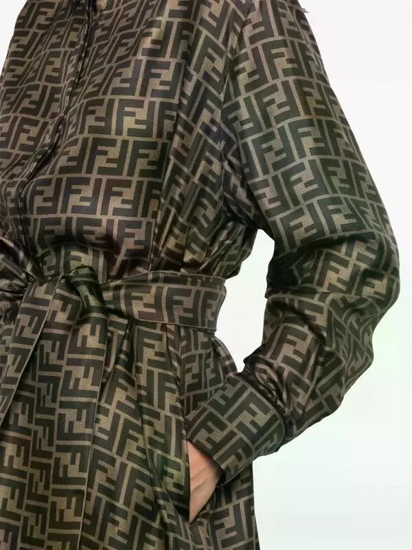 Fendi Ff-logo Belted Shirt Mini Dress