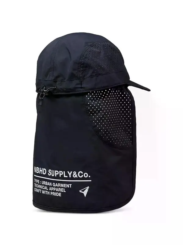 NEIGHBORHOOD Logo-print Panelled Cap With Detachable Neck Flap
