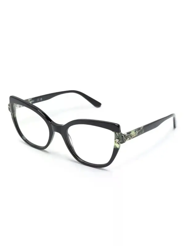Karl Lagerfeld Cat Eye Eyeglasses With Logo Print - Black