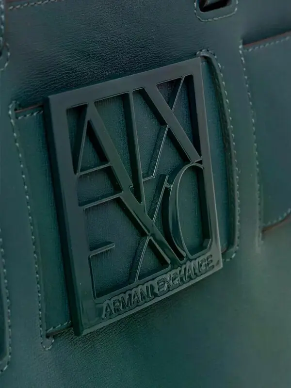 Armani Exchange Logo Plaque Buckled Tote Bag
