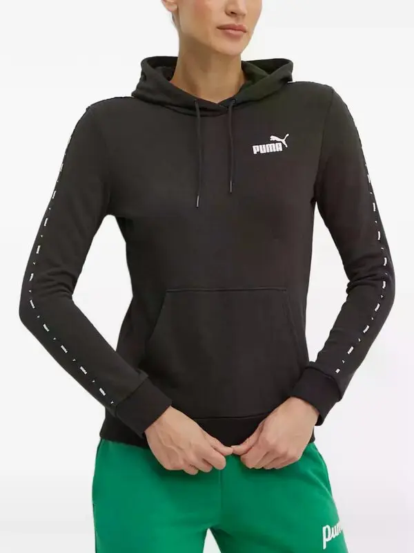 PUMA Logo-print Tape-detail Hoodie - Black