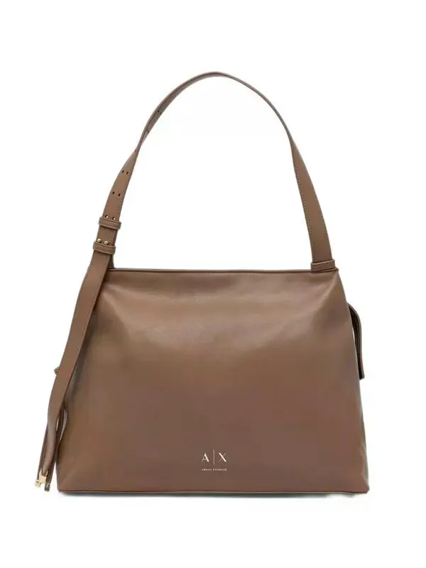 Armani Exchange Logo Plaque Buckle Strap Tote Bag - Neutrals