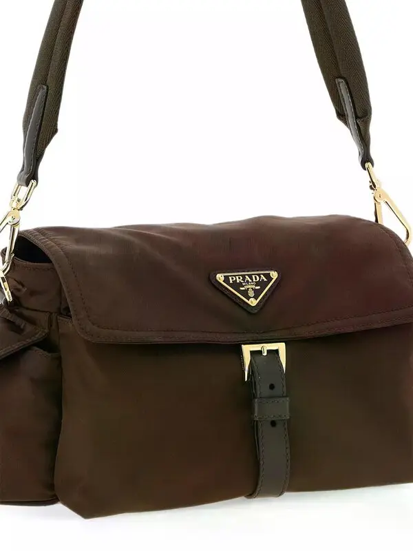 Prada Medium Re-nylon Shoulder Bag With Flap - Brown