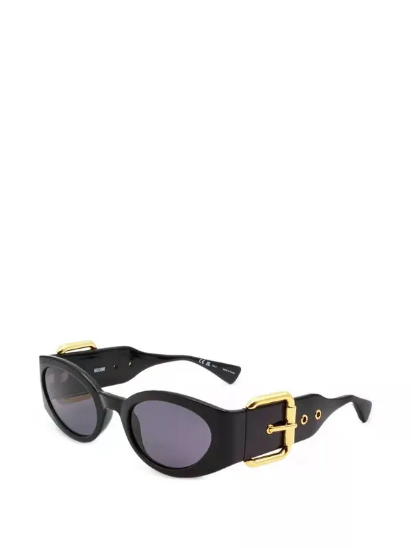 Moschino Buckle-detail Geometric-frame Sunglasses - Black