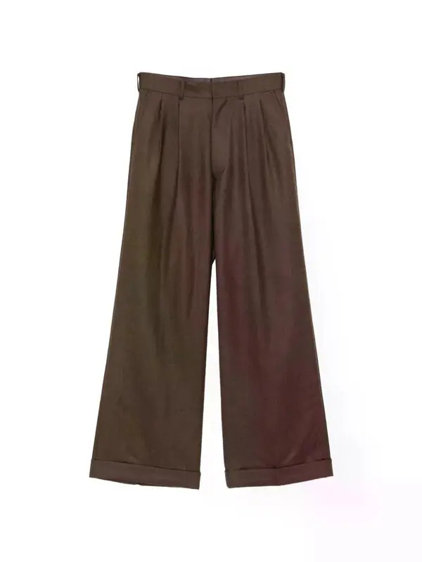 Junya Watanabe Pleated Wool Trousers - Brown