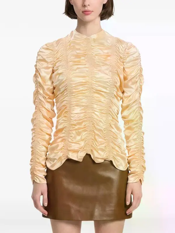 Khaite Rory Ruched Long-sleeve Blouse