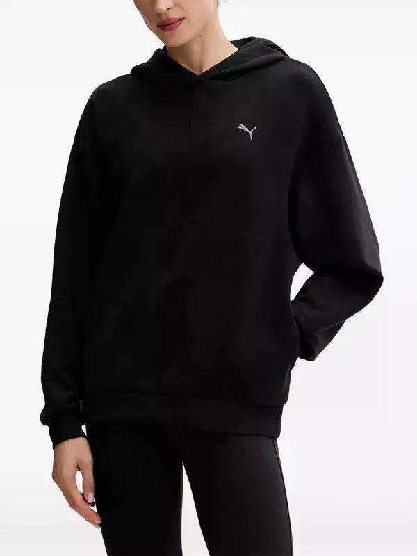 PUMA Logo-print Drop-shoulder Hoodie - Black
