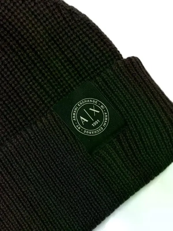 Armani Exchange Logo-patch Ribbed-knit Beanie Hat