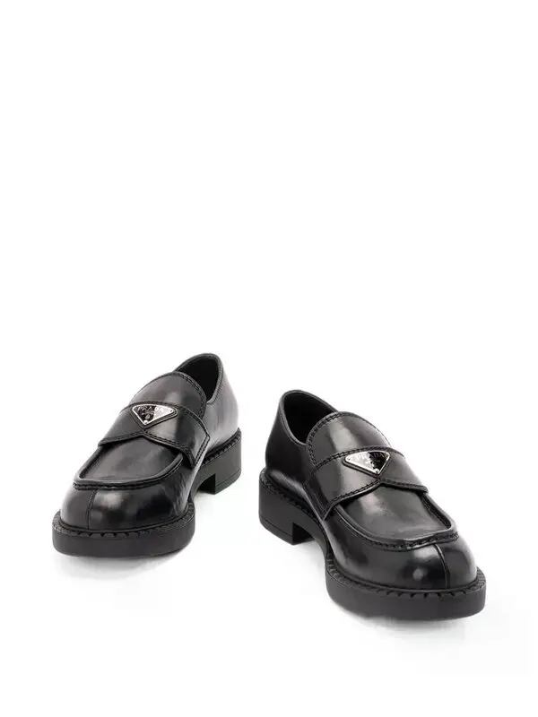 Prada Triangle Logo Leather Loafers