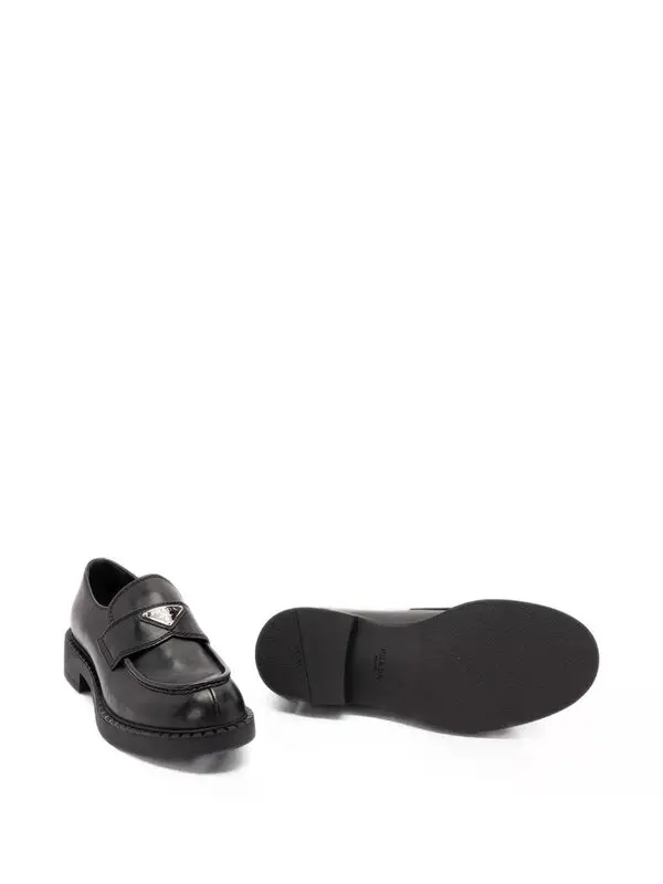 Prada Triangle Logo Leather Loafers