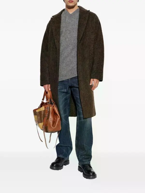 DIESEL® V-neck Jumper In Wrinkled Boiled Knit - Grey