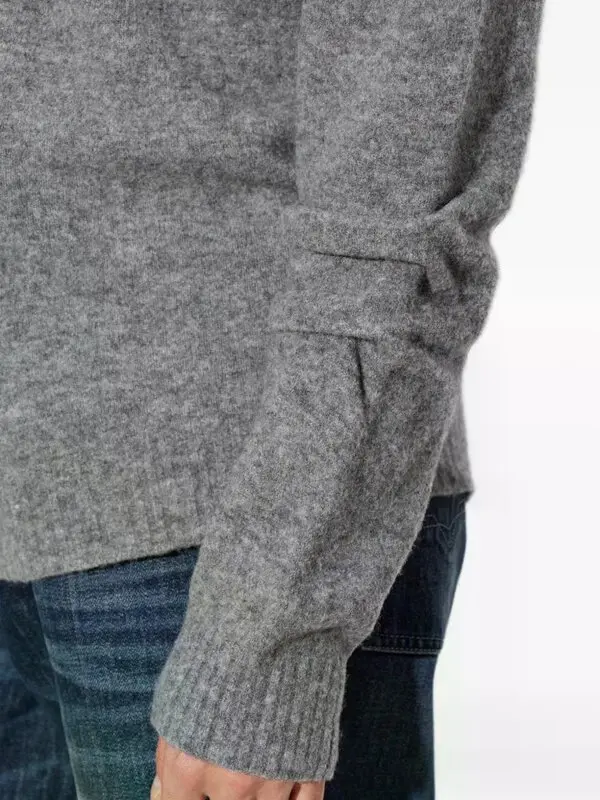 DIESEL® V-neck Jumper In Wrinkled Boiled Knit