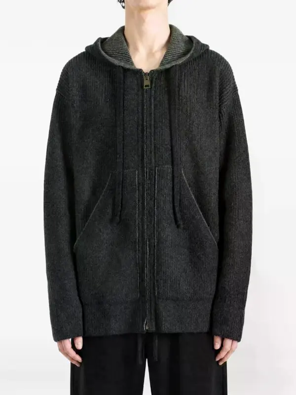 UMA WANG Ribbed Zip-up Hoodie