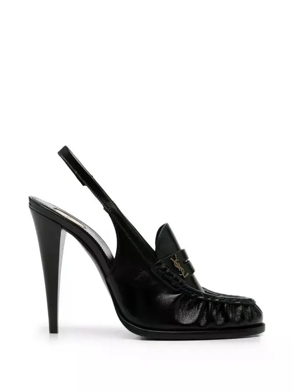 Saint Laurent Leather Le Loafer Slingback Pumps - Black