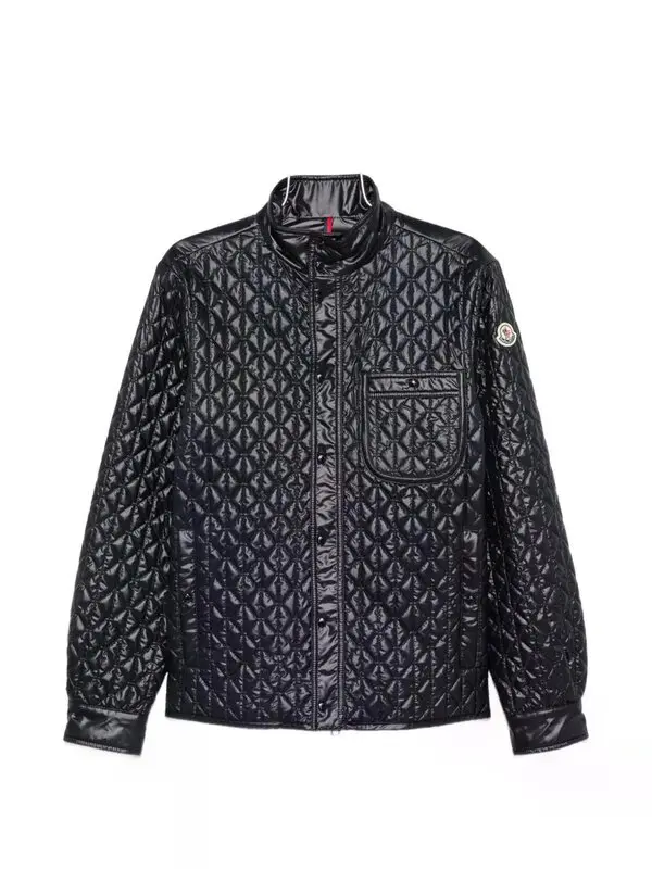 Moncler Quilted-finish Logo-patch Jacket - Blue