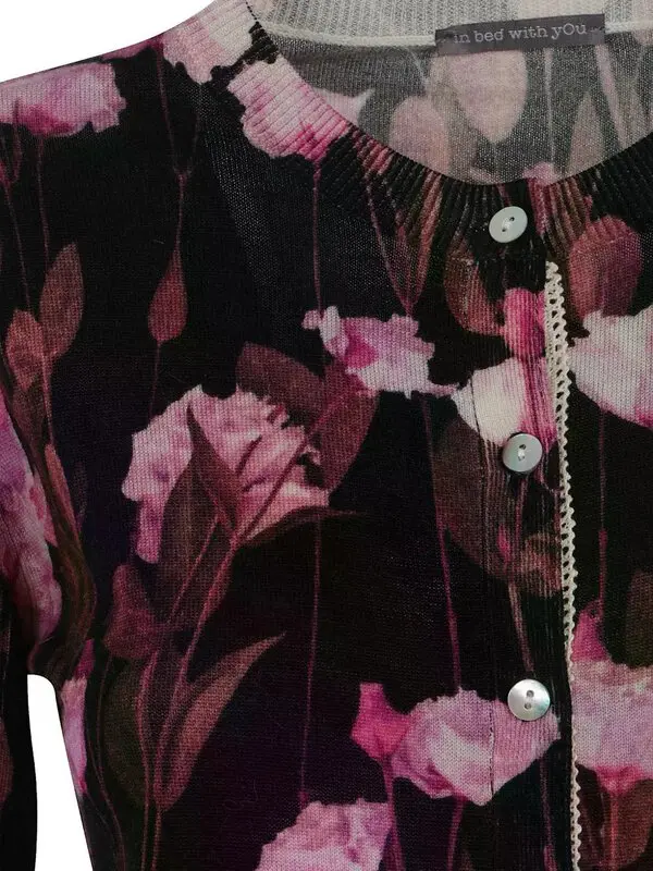 IN BED WITH YOU Floral-print Geometric-pattern Cardigan