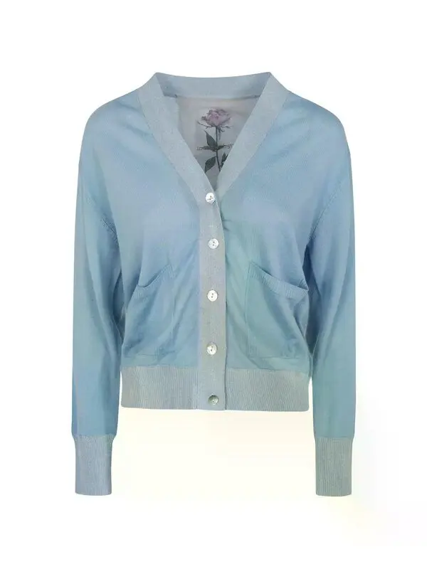 IN BED WITH YOU Fine-knit Button-up Cardigan - Blue
