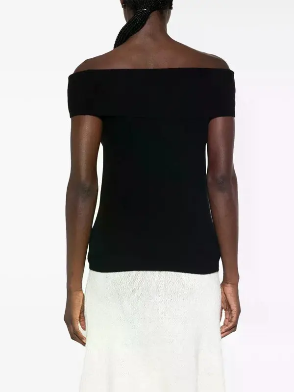 LE PETIT PULLE Off-shoulder Ribbed-knit Top