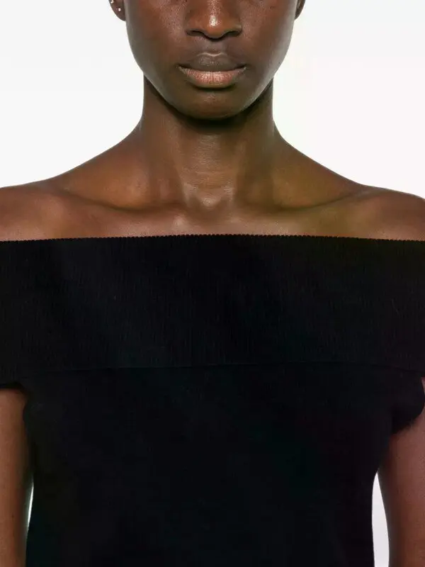 LE PETIT PULLE Off-shoulder Ribbed-knit Top