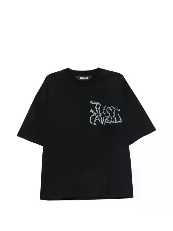 Just Cavalli Leopard Chain-print T-shirt - Black