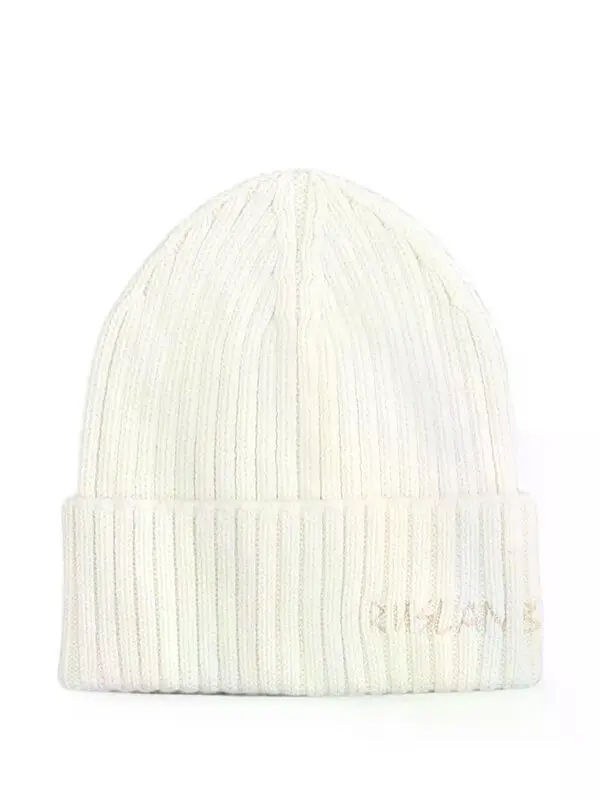Ruslan Baginskiy Monogram Embroidered Ribbed Beanie Hat - White