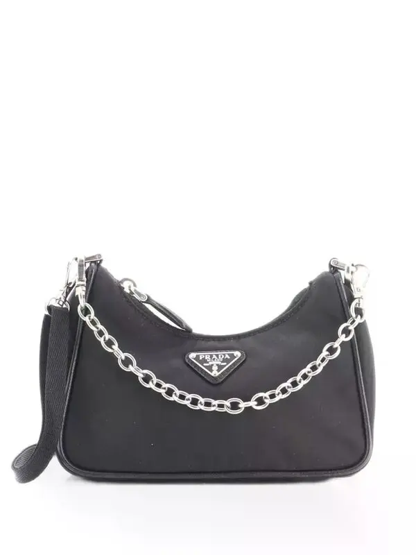Prada Re-edition Shoulder Bag Tessuto Mini Hobo Bag - Black