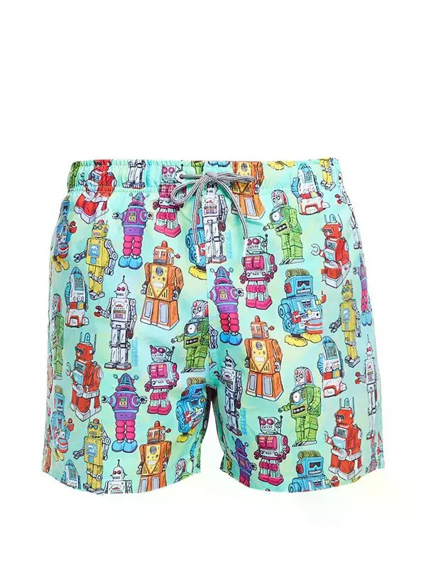 BOARDIES Robot-print Swim Shorts - Blue