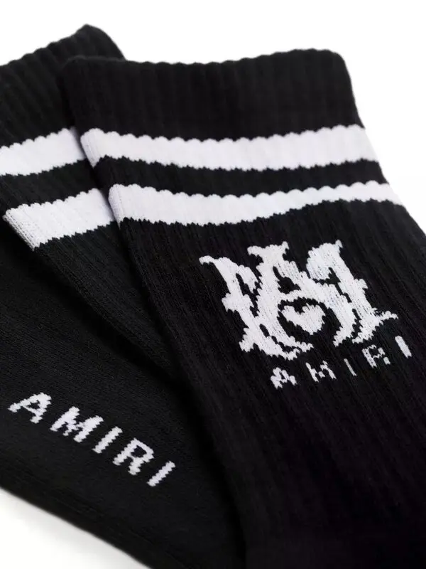 Amiri Monogram Motif Ribbed Socks - Black