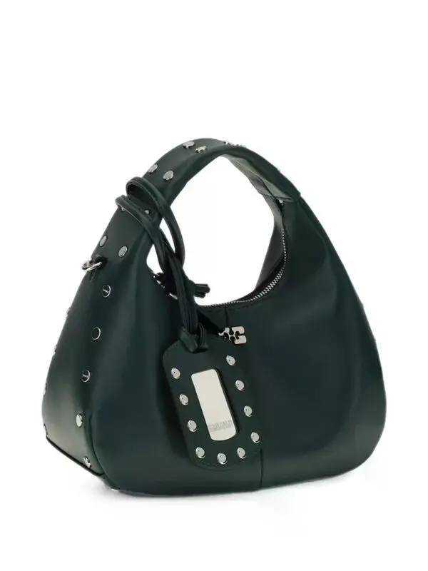 GANNI Studded Embellishment Leather Tote Bag - Green