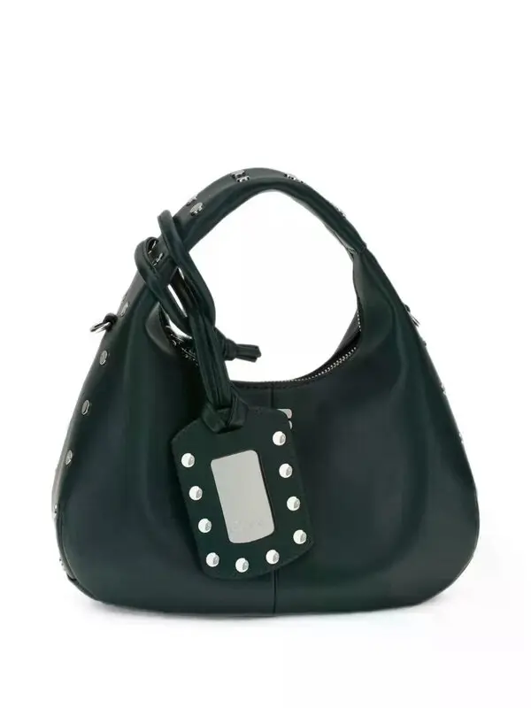 GANNI Studded Embellishment Leather Tote Bag - Green