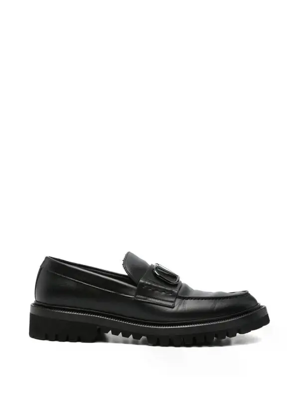 Valentino Garavani Vlogo Signature Leather Loafers - Black