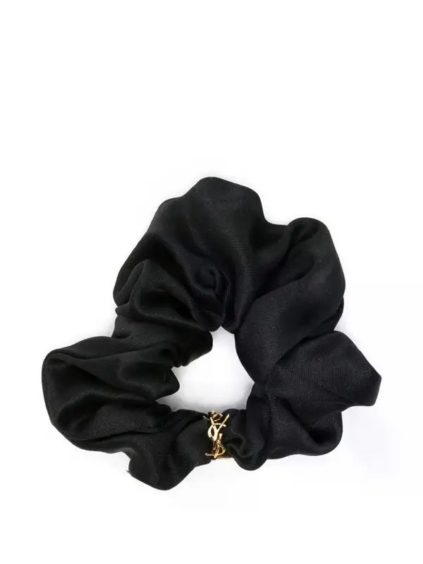 Saint Laurent Cassandre Silk Scrunchie - Black