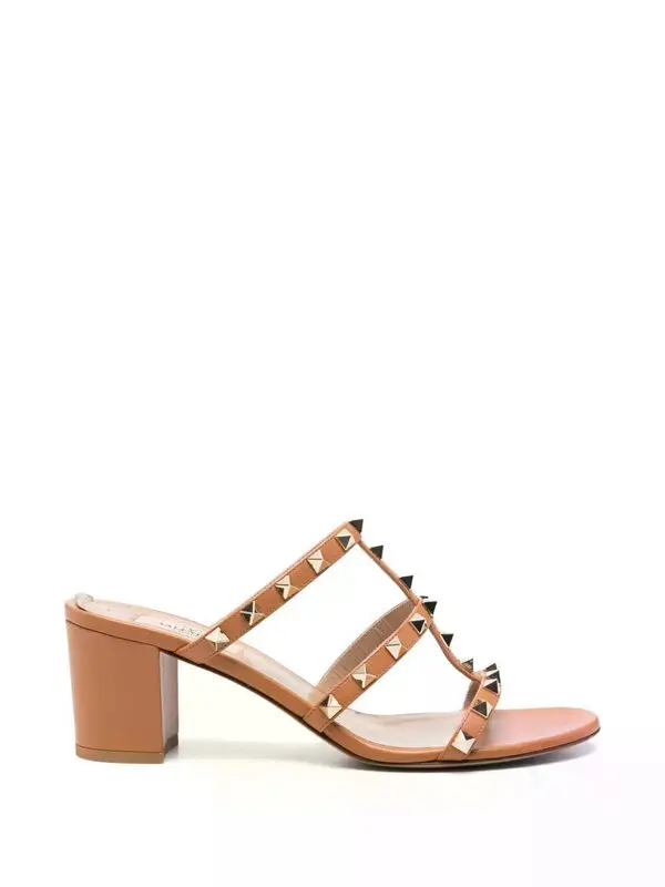 Valentino Garavani Rockstud Leather Heeled Sandals - Brown