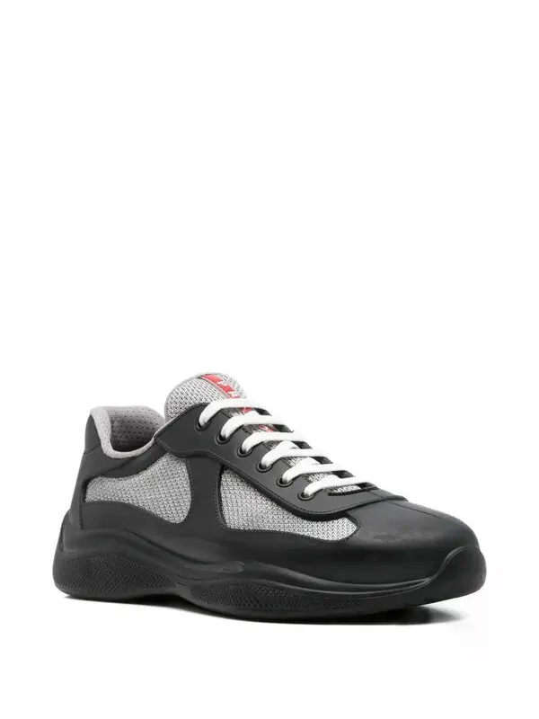 Prada America's Cup Logo Badge Sneakers - Black